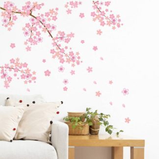 Pink Cherry Blossom Dropping Flower Wall Decal - American Wall Decals